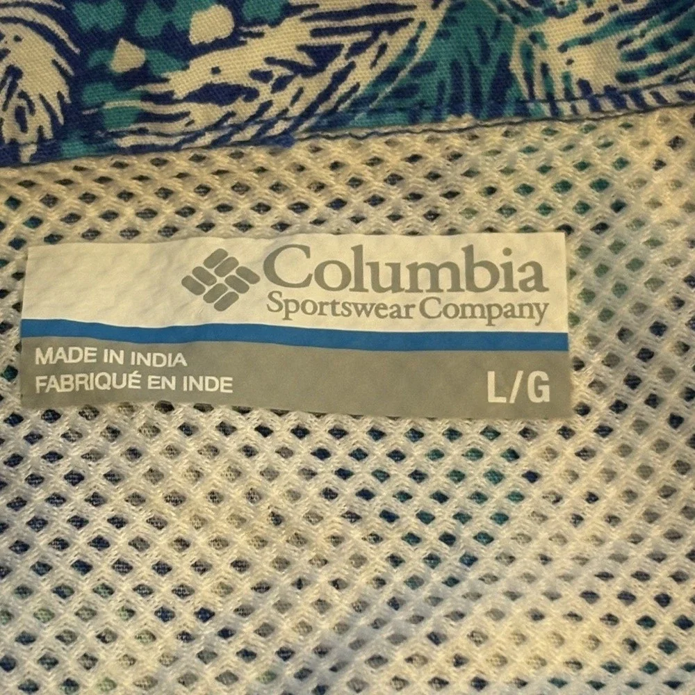 Columbia | Shirts | Columbia Pfg Mens Blue Tropical Palm Marlin Fishing ...